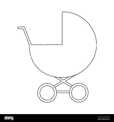 Baby Carriage Icon Outline Infant Stroller Isolated On White