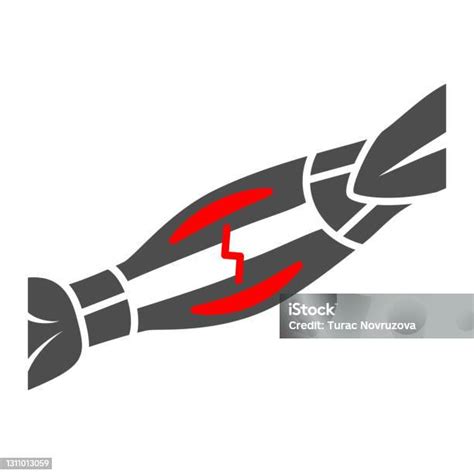 팔 뼈 단단한 아이콘의 골절 인간 질병 개념 흰색 배경에 깨진 인간의 뼈 기호 모바일 개념 및 웹 디자인을위한 글리프 스타일의