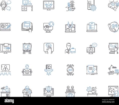 Team Meeting Line Icons Collection Ollaboration Coordination