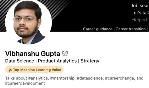 Vibhanshu G On Linkedin Linkedintopvoice Machinelearning Mentorship