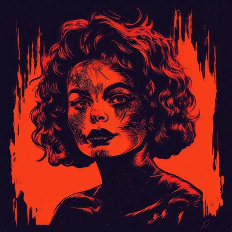 Premium Photo A Red And Black Poster With A Womans Face On It