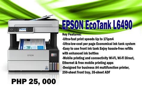 Epson EcoTank L6490 A4 Ink Tank Printer Up To 17ipm Economical Ink