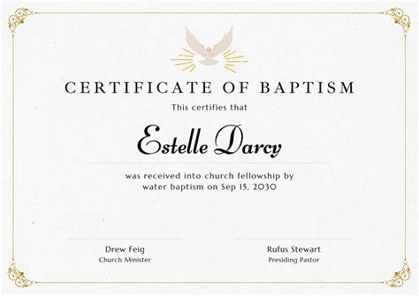 Free Custom Printable Baptismal Certificate Templates Canva