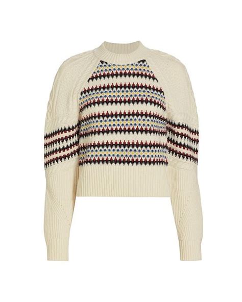 Veronica Beard Wool Jimena Fair Isle Sweater In White Lyst