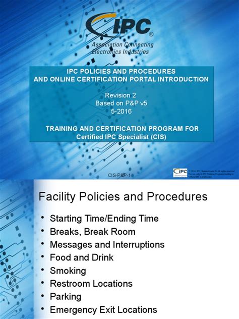 Ipc Policies And Procedures Cis General Module Rev 2 4 2016 Pdf