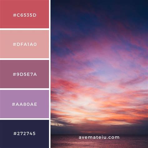 Paletas De Cores Color Palette With Sunset Background Purple And