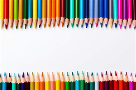 Premium Photo Colored Pencils With Crayons And Paper Clips White