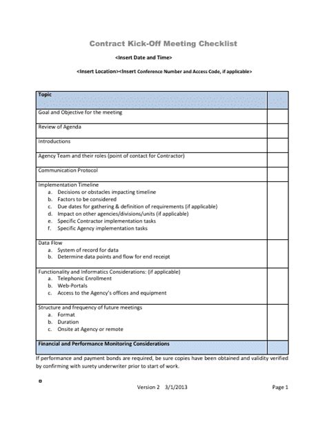Kick Off Meeting Template Parahyena