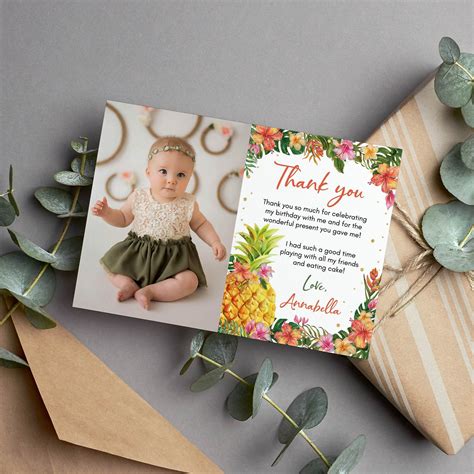 Editable Luau Thank You Card Beach Birthday Picture Thank You Etsy