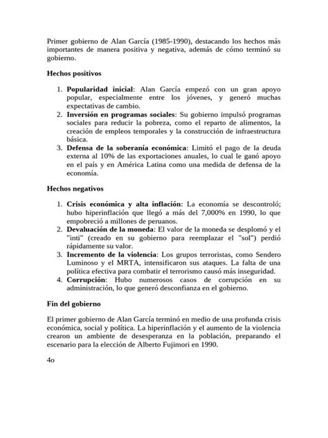 Primer Gobierno De Alan García Pdf Política