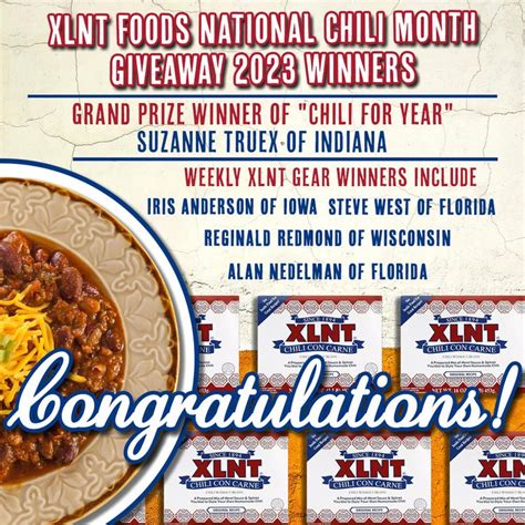Xlnt Foods National Chili Month Giveaway 2023 — Xlnt Foods Xlnt