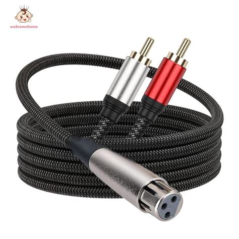 Xlr ไป2 Rca Y สายตัวแยกอะแดปเตอร์สายเคเบิลเชื่อมต่อสัญญาณเสียงสเตอริโอ
