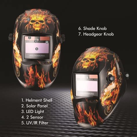 Weldsamurai Welding Helmet Solar Powered True Color Auto Darkening Hood