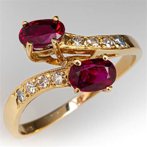 Gorgeous Ruby Bypass Ring 18k Yellow Gold