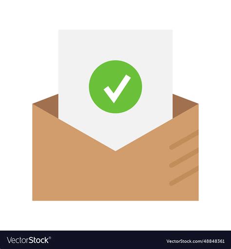 Mail Envelope With A File Inside And Check Mark Vector Image