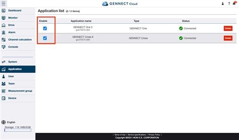 Enablingdisabling Applications Gennect Cloud