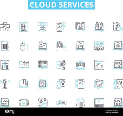 Cloud Services Linear Icons Set Integration Scalability