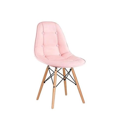 Cadeira Charles Eames Botonê Eiffel Estofada Couro Trato Rosa Leroy