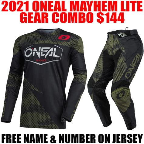 Oneal Mayhem Lite Gear Combo Covert Black Green Pro Style Mx