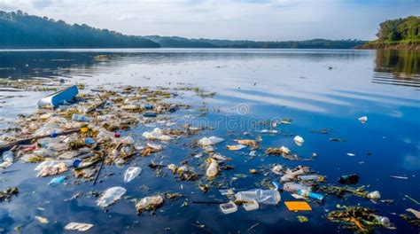 Plastic Pollution In Ocean Problem Plastic Bottles And Microplastics Floating In The Open Ocean
