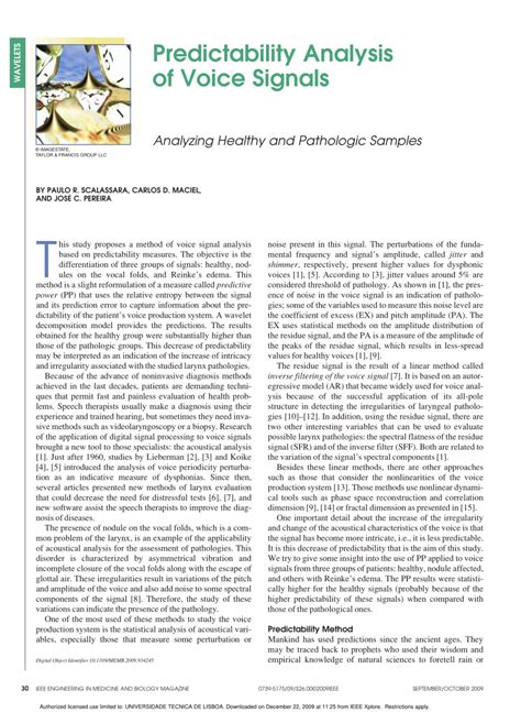 pdf predictability analysis of voice signals