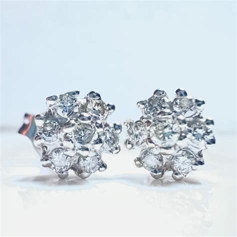 14 Kt White Gold Earrings 0 24 Ct Diamonds Catawiki