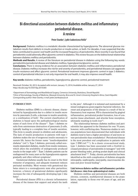 Pdf Bidirectional Association Between Diabetes Mellitus And