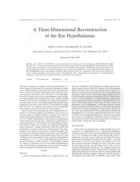 Pdf A Three Dimensional Reconstruction Of The Rat Hypothalamus