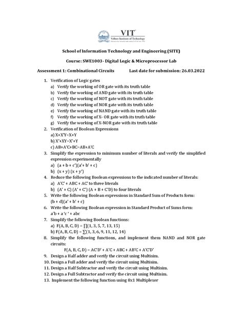 Digital Logic And Microprocessor Docsity
