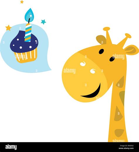 Cute Yellow Cartoon Party Giraffe With Candy Stock Vector Image And Art