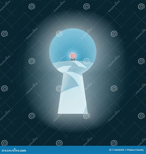Look To Goal Target Opportunity Through The Door Keyhole View Stock Illustration Illustration