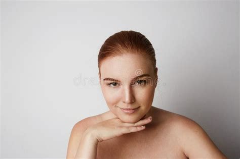 Profile Portrait Of Beauty Female Redhead Model With Happy Smiling And