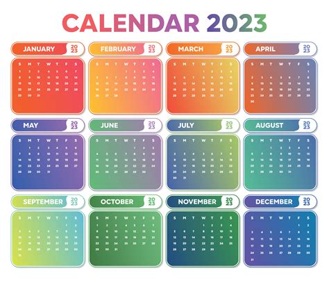 Gradient 2023 Colorful Calendar Template 10697611 Vector Art At Vecteezy