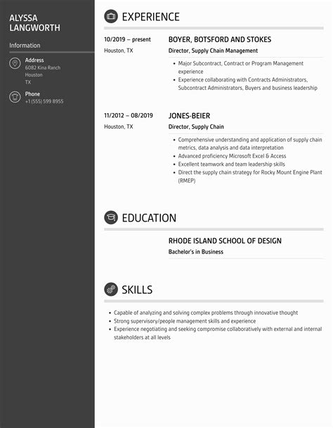 Director Supply Chain Resume Samples Velvet Jobs