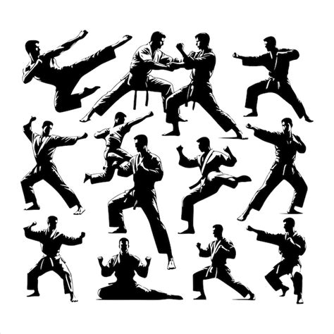 Karate Or Martial Arts Silhouette Set Vector Premium Ai Generated Vector