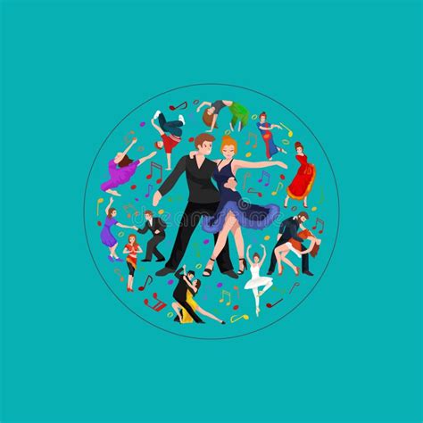 Happy Salsa Dancers Couple Isolated On White Icon Pictogram Man And