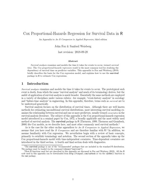 Appendix Cox Regression Pdf Regression Analysis Dependent And Independent Variables