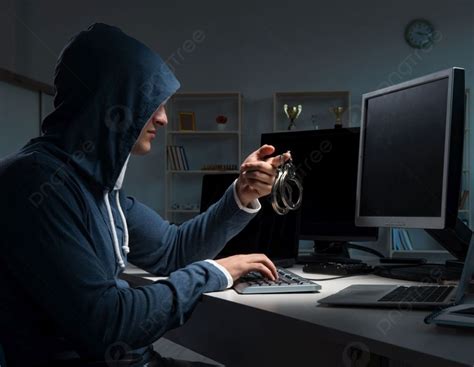 The Hacker Hacking Computer At Night Hacker Hacking Computer At Night Photo Background And