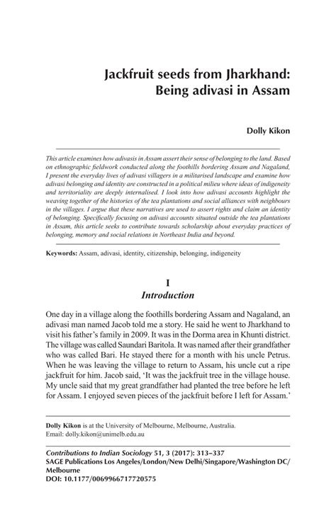 Pdf Jackfruit Seeds From Jharkhand Being Adivasi In Assam