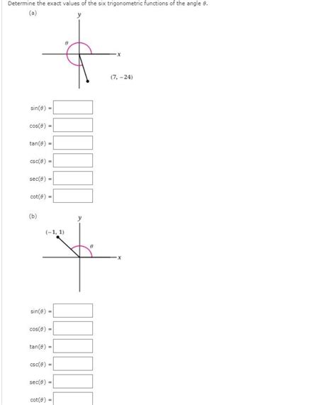 Solved Determine The Exact Values Of The Six Trigonometric