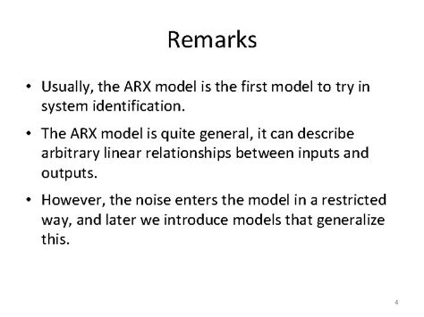 6 Model Structures 1 Arx Model Structure In