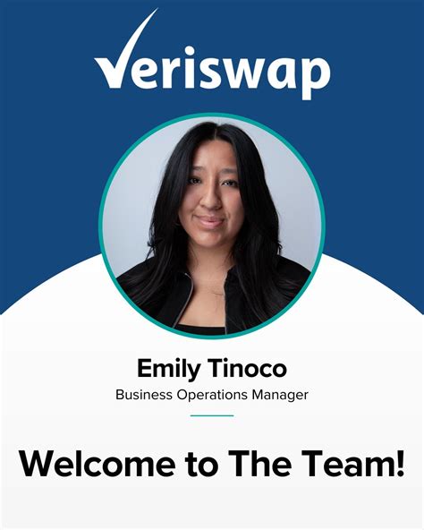 Were Excited To Welcome Emily Tinoco To The Veriswap Team Emily Was Previously Part Of The