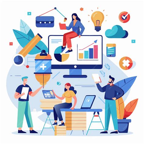 Premium Vector Collaborative Workflow And Project Management