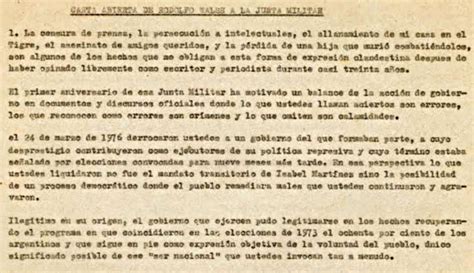 Rodolfo Walsh El Texto Completo De La Carta Abierta De Un Escritor A