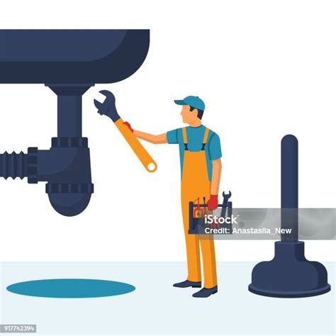 손잡고 수리 배관 고립 된 조정 가능한 렌치 보류와 전문 배관공 건설 산업에 대한 스톡 벡터 아트 및 기타 이미지 건설 산업 손 씻기 가정 생활 Istock