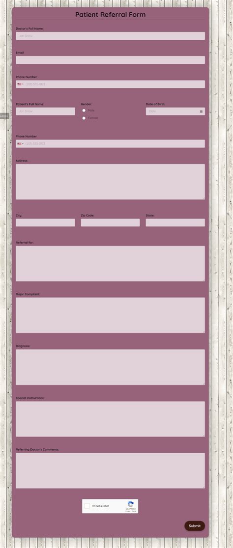Patient Referral Form Template Formplus