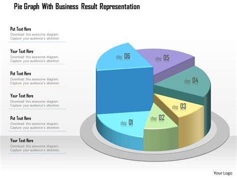 1214 pie graph with business result representation powerpoint template