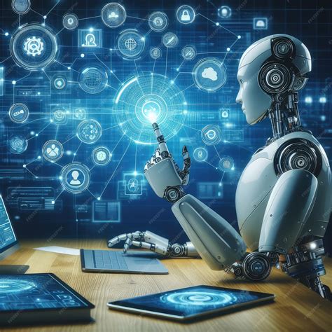 Robot Hand Touching Virtual Big Data Network Servers With Artificial