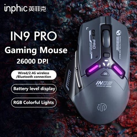 Inphic In9 Pro Bluetooth Mouse Rechargeable 24g Wireless 26000dpi Rgb