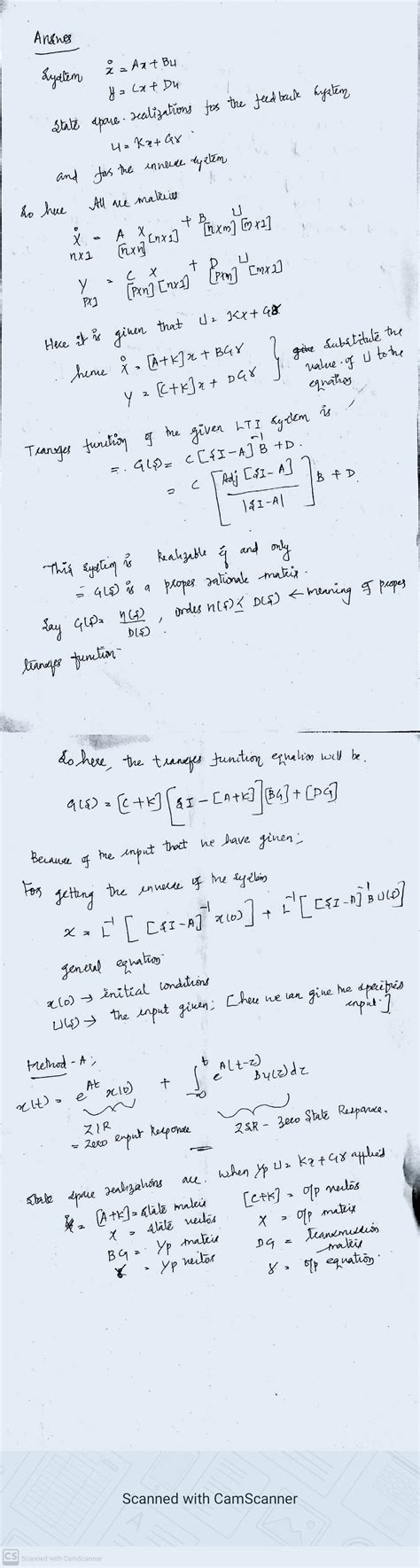 [solved] 8 consider the system x ax bu y cx du write state